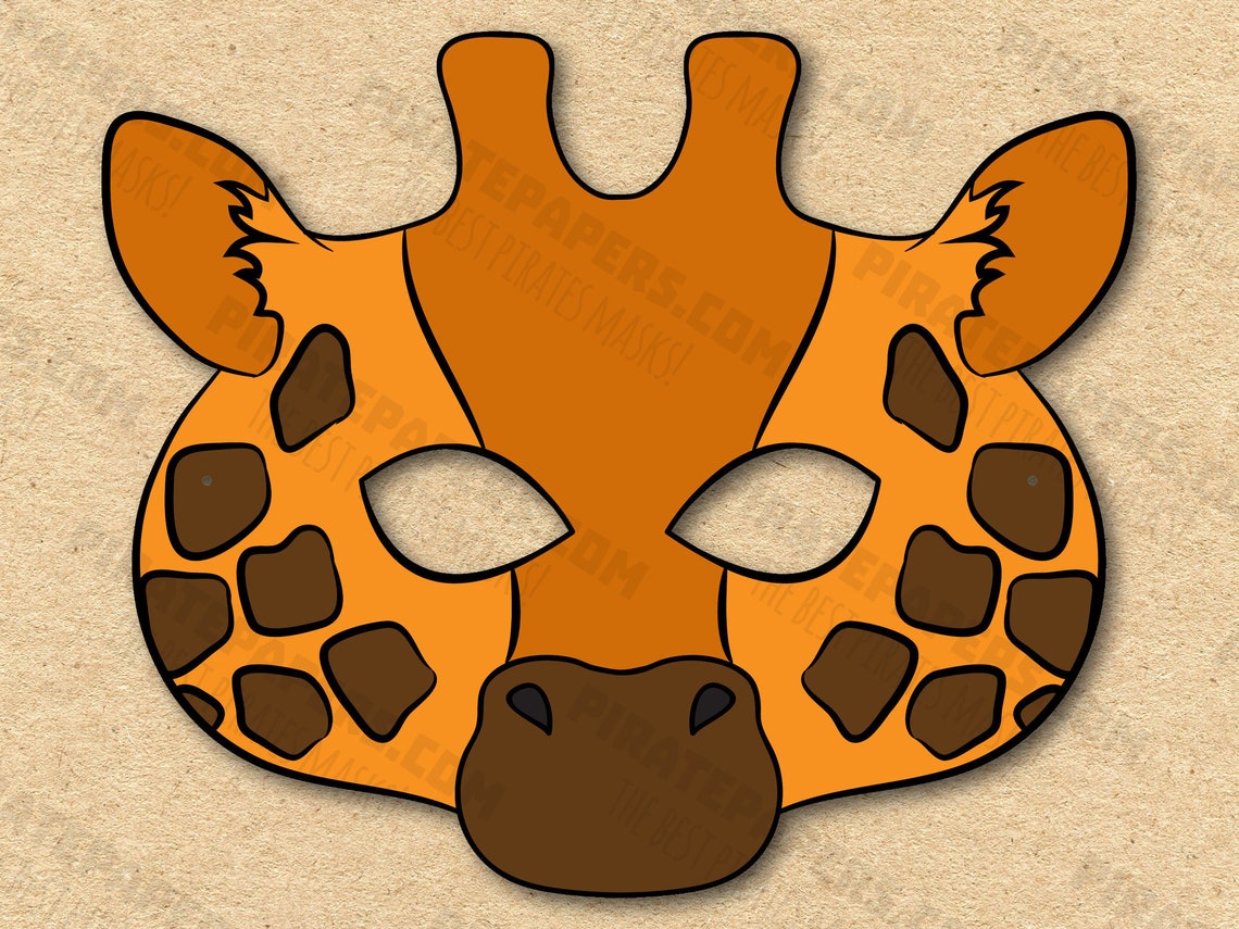 Giraffe Mask Printable, Paper DIY for Kids and Adults. PDF Template ...