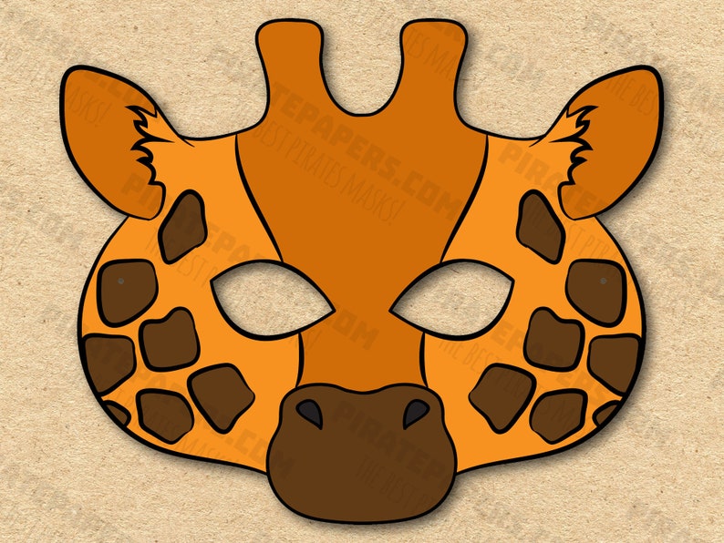 Giraffe Mask Printable, Paper DIY for Kids and Adults. PDF Template ...