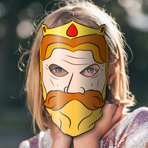 King Masks Printable Color + Coloring, Paper DIY for Kids and Adults ...