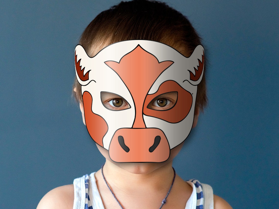 Cow Mask Printable, Paper DIY for Kids and Adults. PDF Template ...
