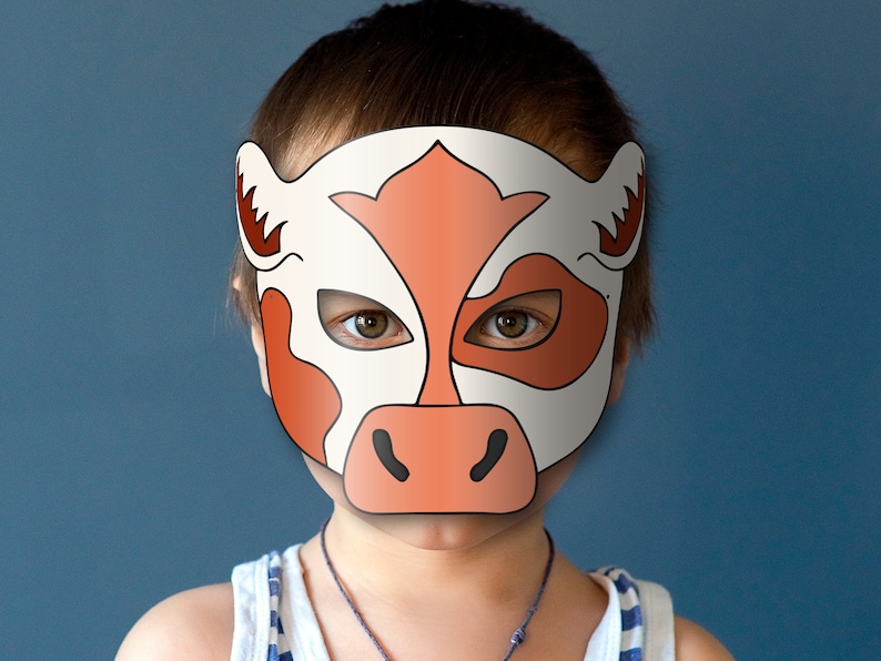 Cow Mask Printable, Paper DIY for Kids and Adults. PDF Template ...