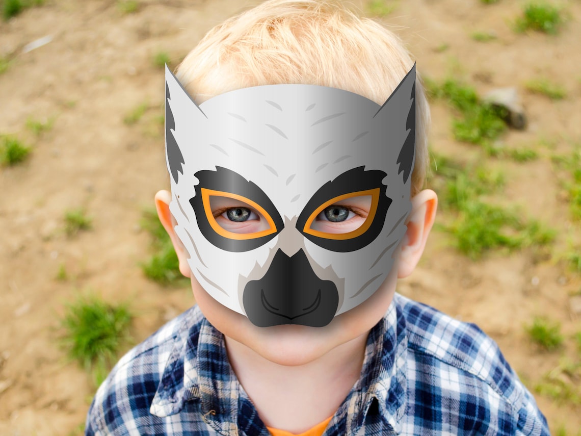Lemur Mask Printable, Paper DIY for Kids and Adults. PDF Template ...