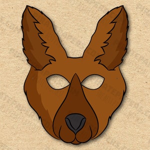Kangaroo Mask Printable, Paper DIY for Kids and Adults. PDF Template ...