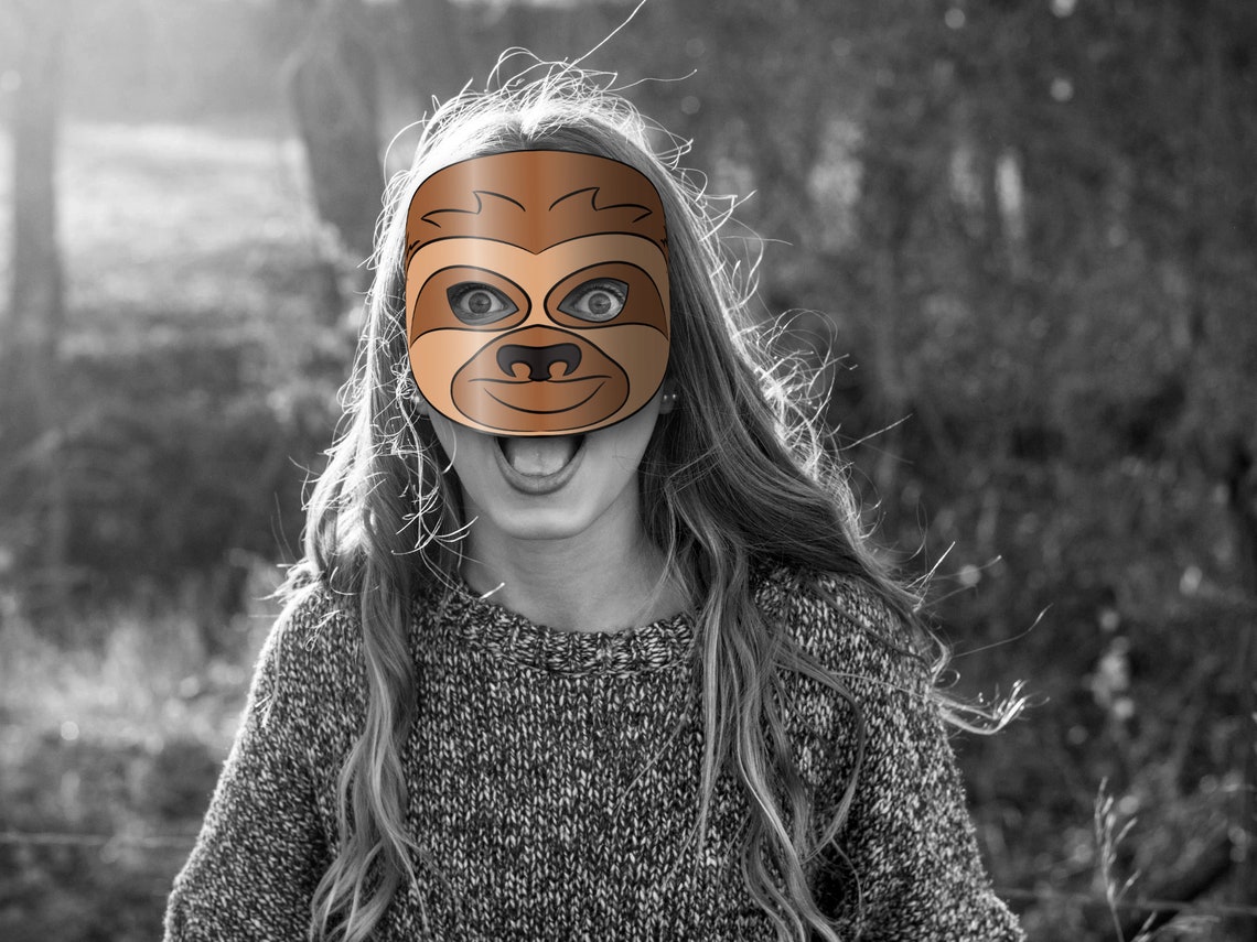 Sloth Mask Printable Paper DIY for Kids and Adults. PDF - Etsy