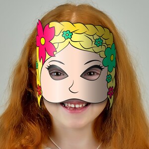 Rapunzel Mask Printable, Paper DIY for Kids and Adults. PDF Template ...