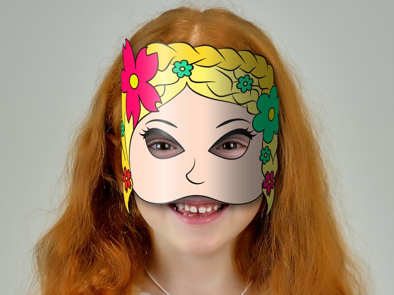 Rapunzel Mask Printable, Paper DIY for Kids and Adults. PDF Template ...