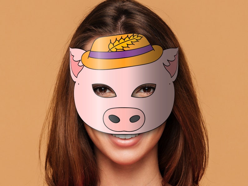 Pig #2 Mask Printable (the Three Little Pigs), Paper DIY for Kids and ...