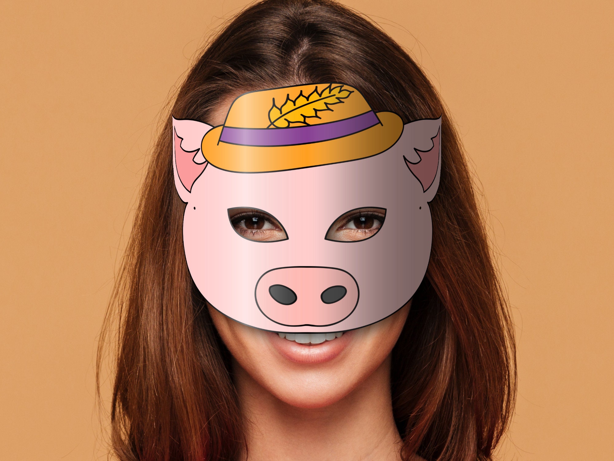 Pig #2 Mask Printable (the Three Little Pigs), Paper DIY for Kids and ...