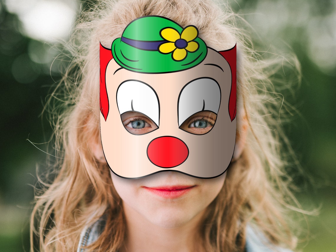 Сircus Clown Masks Color Coloring Printable Paper DIY for - Etsy