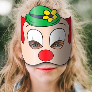 Сircus Clown Mask Printable, Paper DIY for Kids and Adults. PDF ...