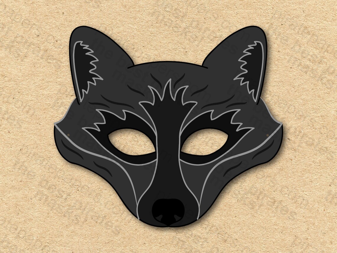 Black Fox Mask Printable Paper DIY for Kids and Adults. PDF - Etsy