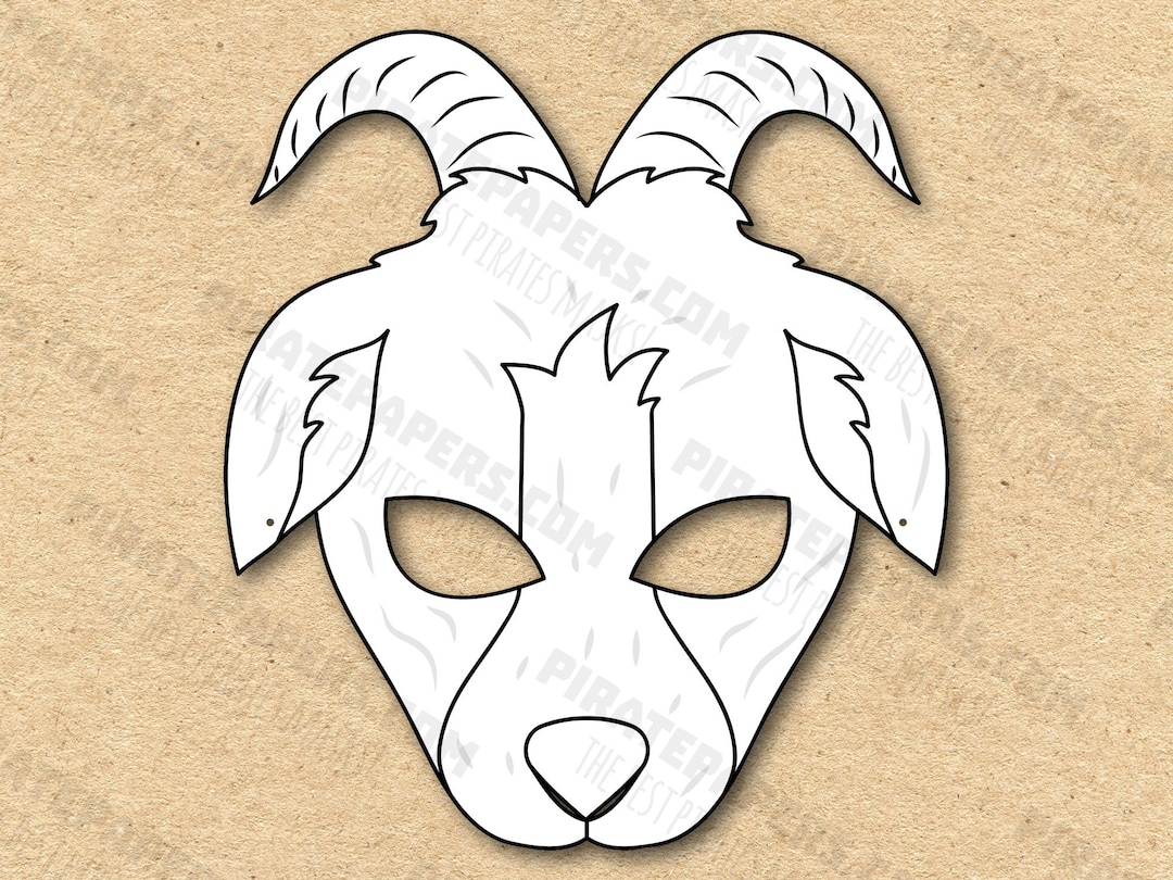 Goat Mask Printable Coloring, Paper DIY for Kids and Adults. PDF ...