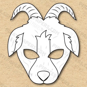Goat Masks Printable Color + Coloring, Paper DIY for Kids and Adults ...