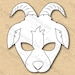 Goat Masks Printable Color Coloring, Paper DIY for Kids and Adults. PDF ...