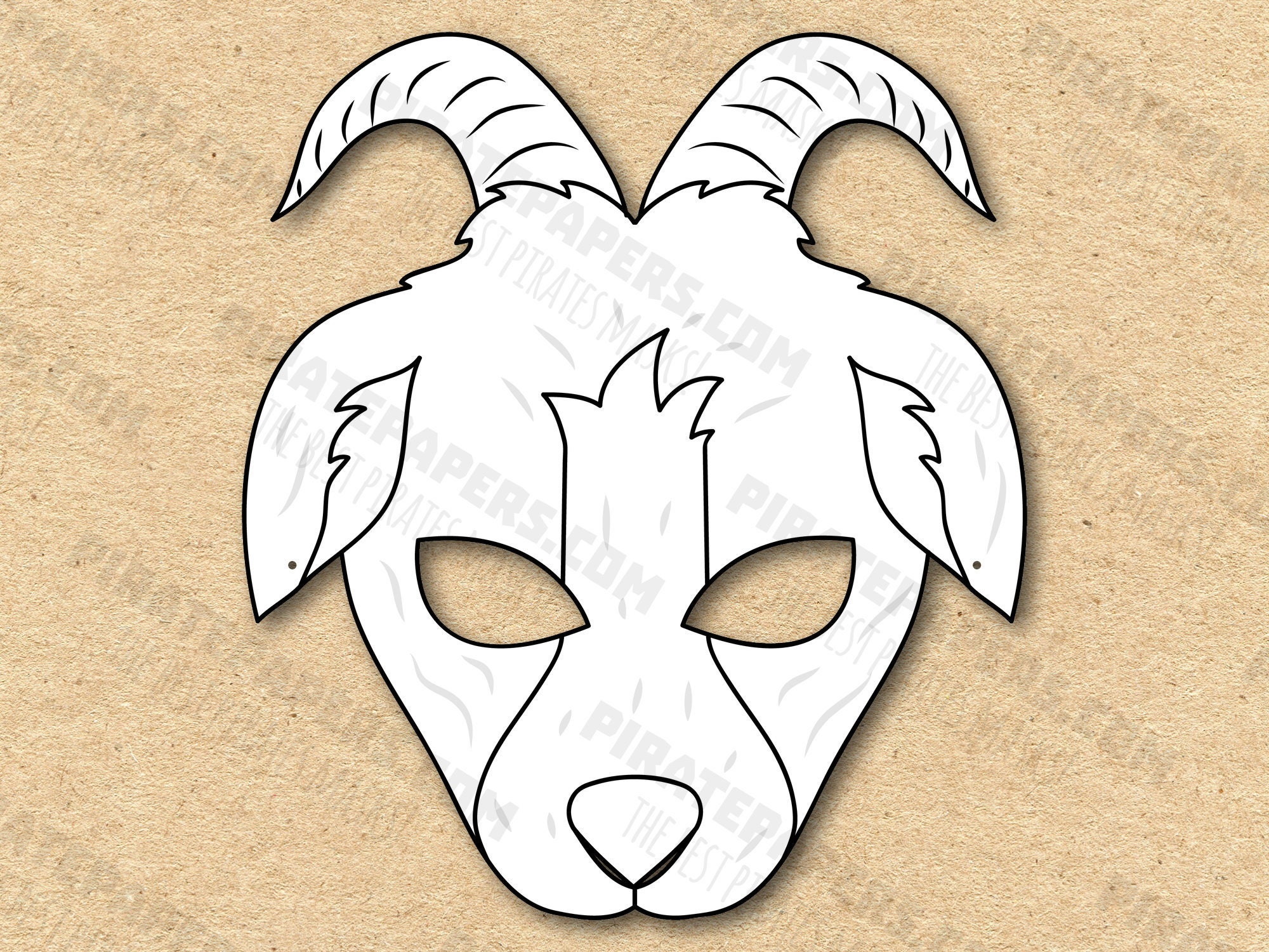 Goat Mask Printable Coloring, Paper DIY for Kids and Adults. PDF ...