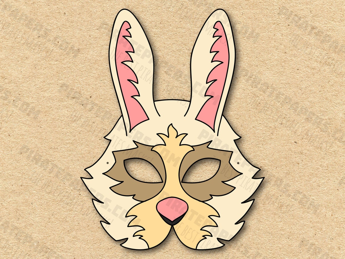 Bunny Mask Printable, Paper DIY for Kids and Adults. PDF Template ...