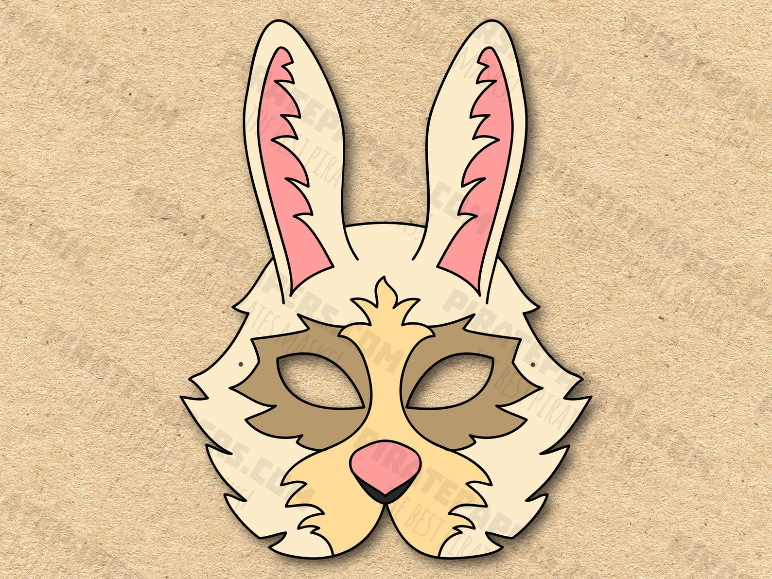 Bunny Mask Printable, Paper DIY for Kids and Adults. PDF Template ...