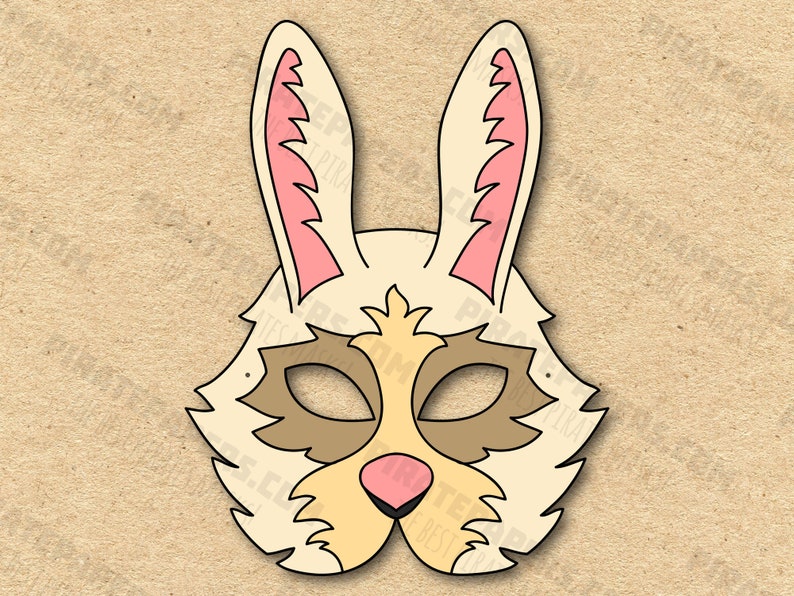 Bunny Mask Printable, Paper DIY for Kids and Adults. PDF Template ...