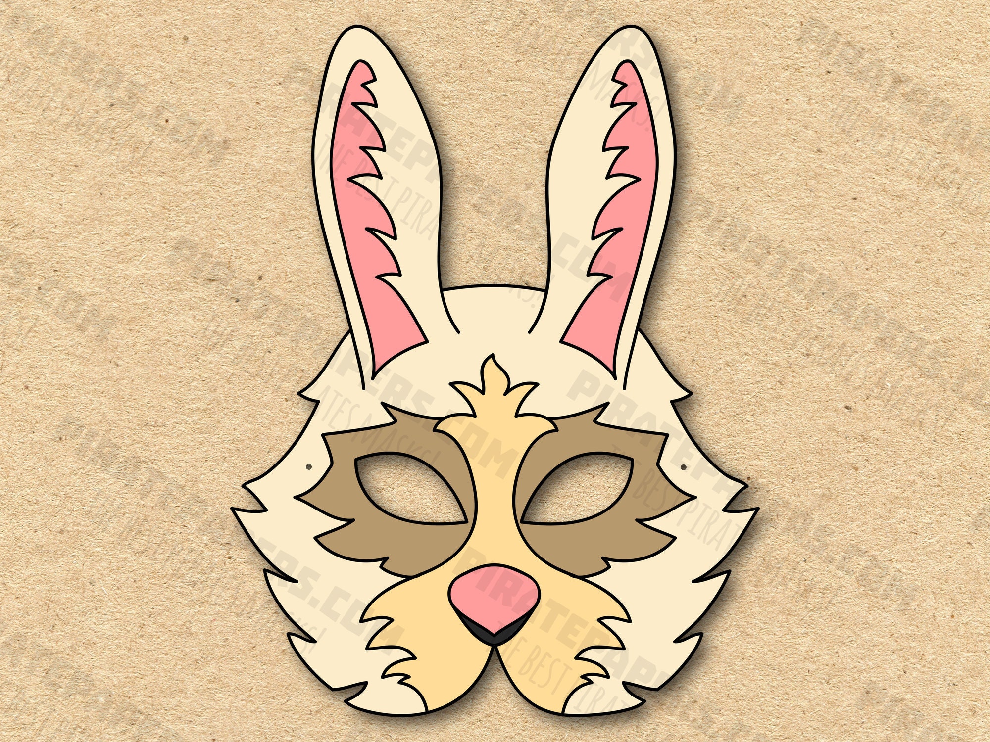 Bunny Mask Printable, Paper DIY for Kids and Adults. PDF Template ...
