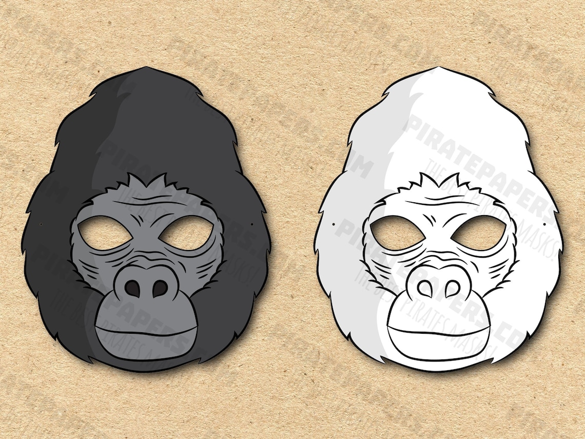 Gorilla Masks Printable Color Coloring, Paper DIY for Kids and Adults ...