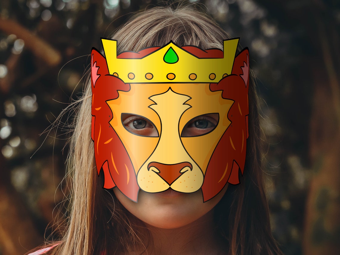 Lion King Mask Printable, Paper DIY for Kids and Adults. PDF Template ...