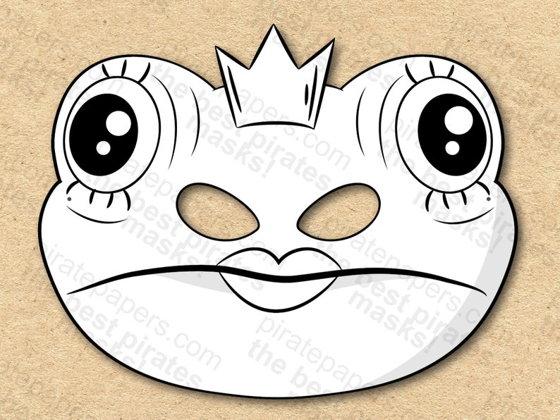 Frog Princess Mask Printable Coloring Paper DIY for Kids and - Etsy