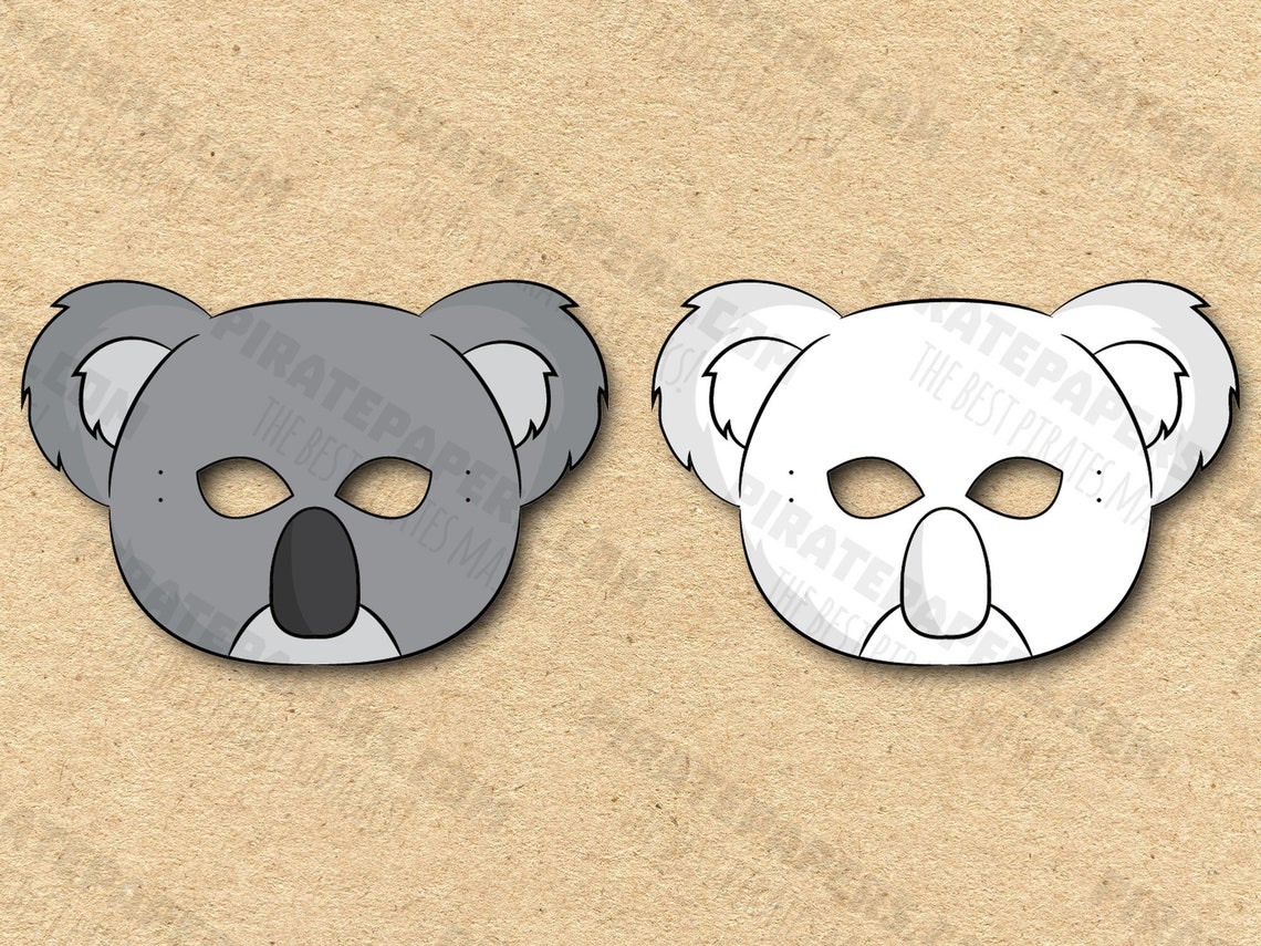 Koala Masks Printable Color Coloring, Paper DIY for Kids and Adults ...