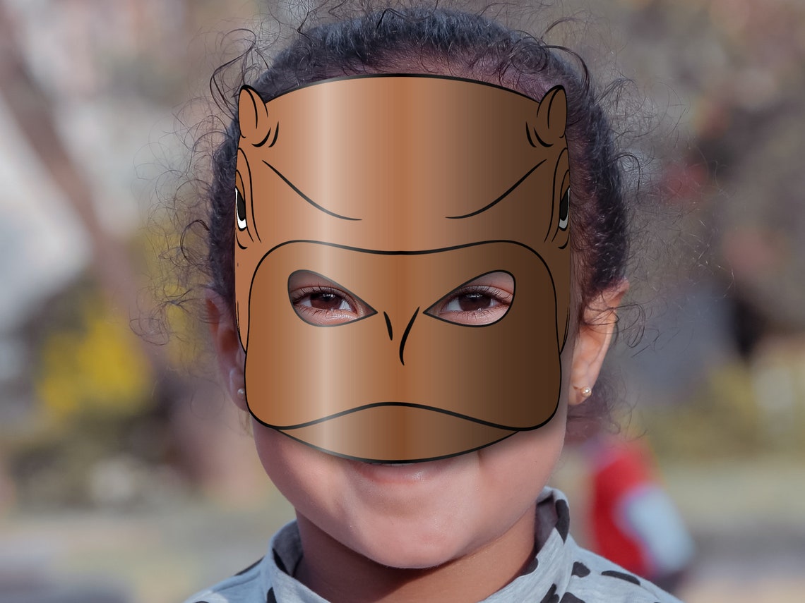 Hippo Mask Printable, Paper DIY for Kids and Adults. PDF Template ...