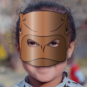 Hippo Mask Printable, Paper DIY for Kids and Adults. PDF Template ...