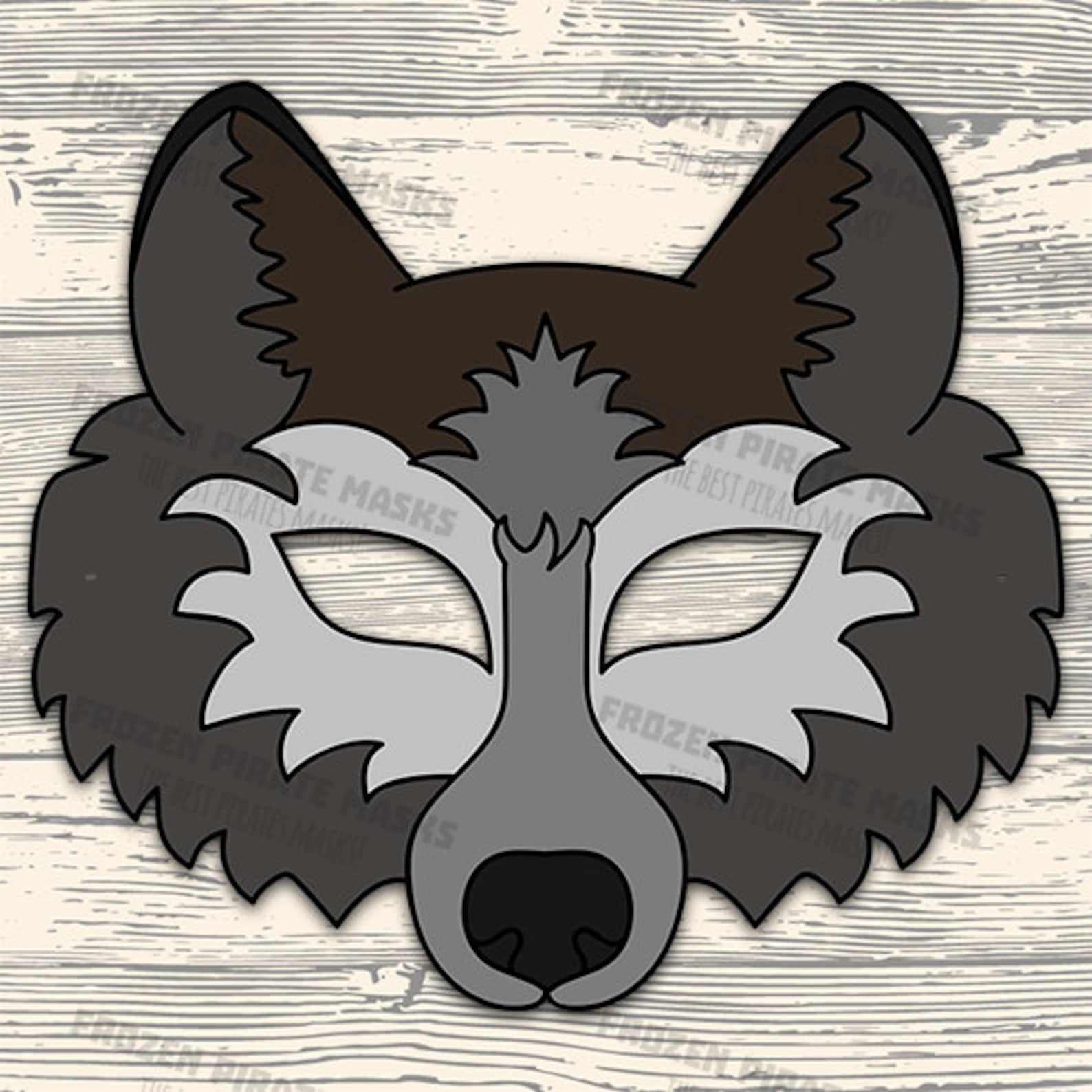 Wolf Mask Printable Wolf Costume Animal Mask Grey Wolf Masks | Etsy