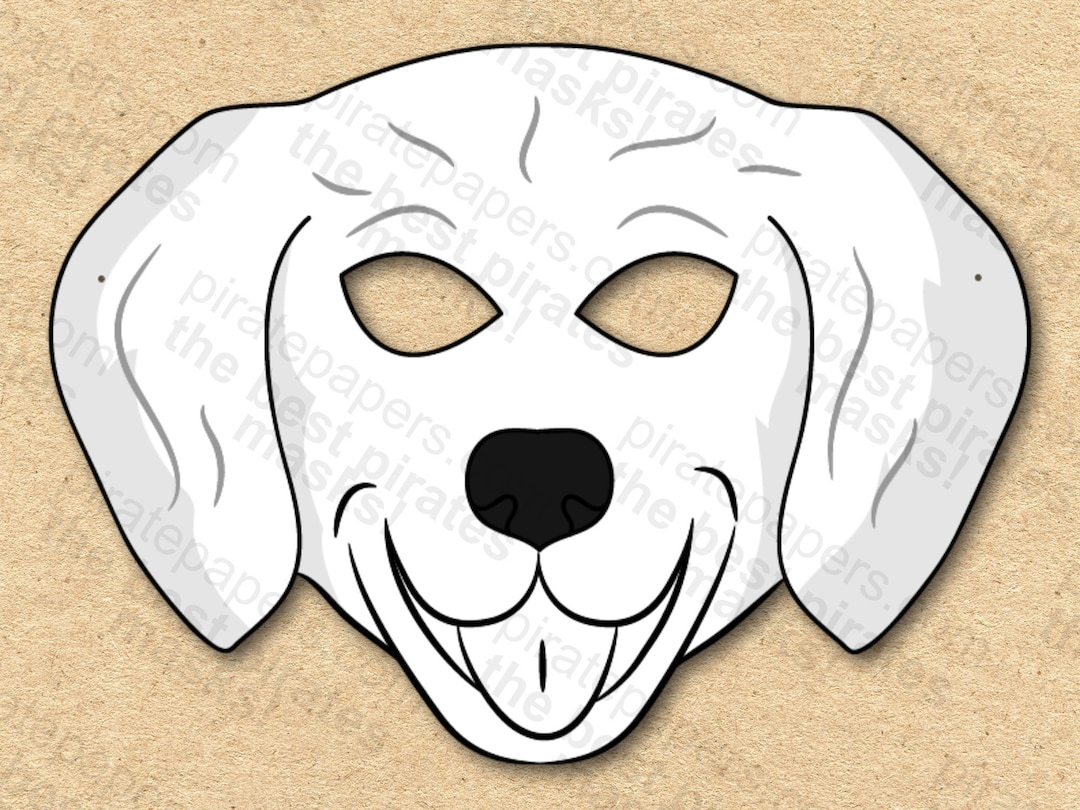 Dog Retriever Mask Printable Coloring Breed Paper DIY for - Etsy