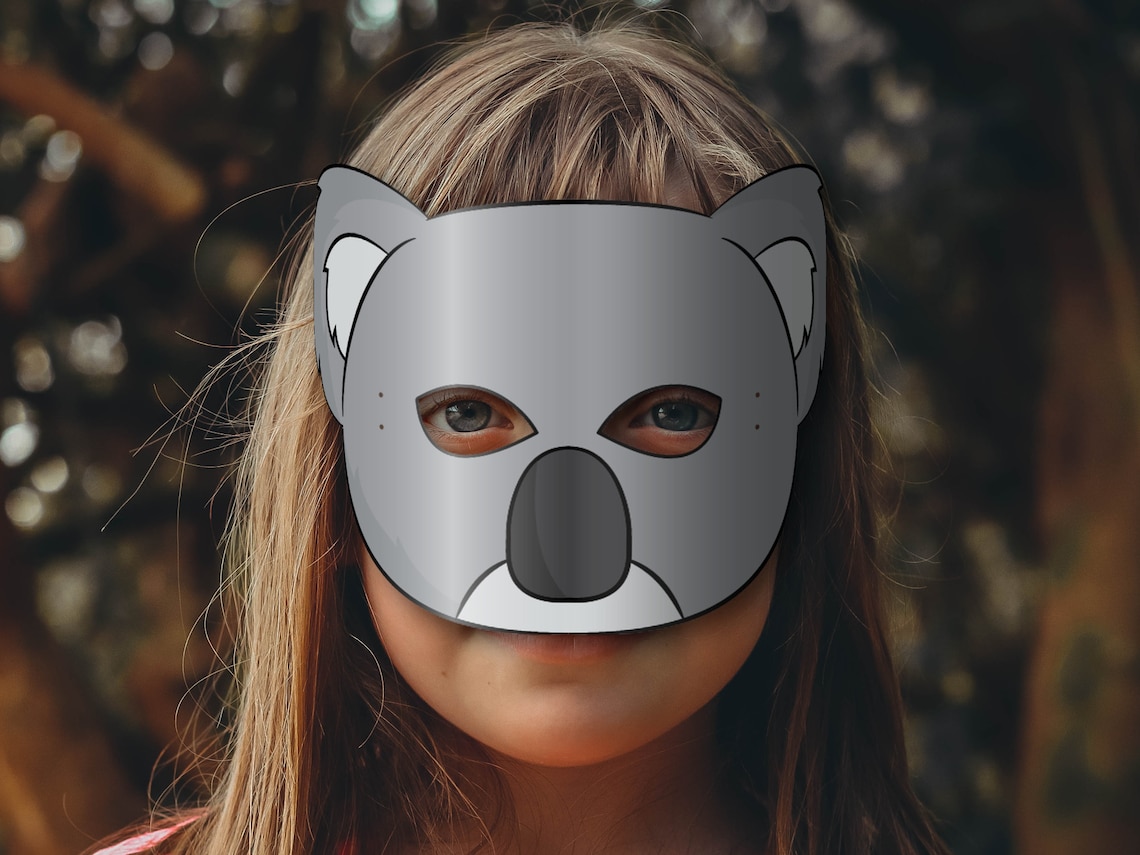 Koala Masks Printable Color Coloring, Paper DIY for Kids and Adults ...