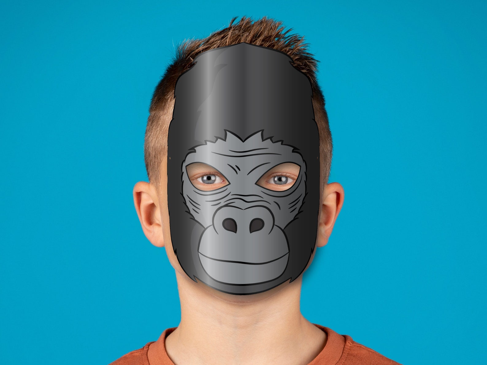 Gorilla Mask Printable, Paper DIY for Kids and Adults. PDF Template ...