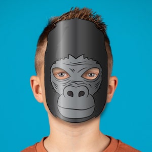 Gorilla Mask Printable, Paper DIY for Kids and Adults. PDF Template ...