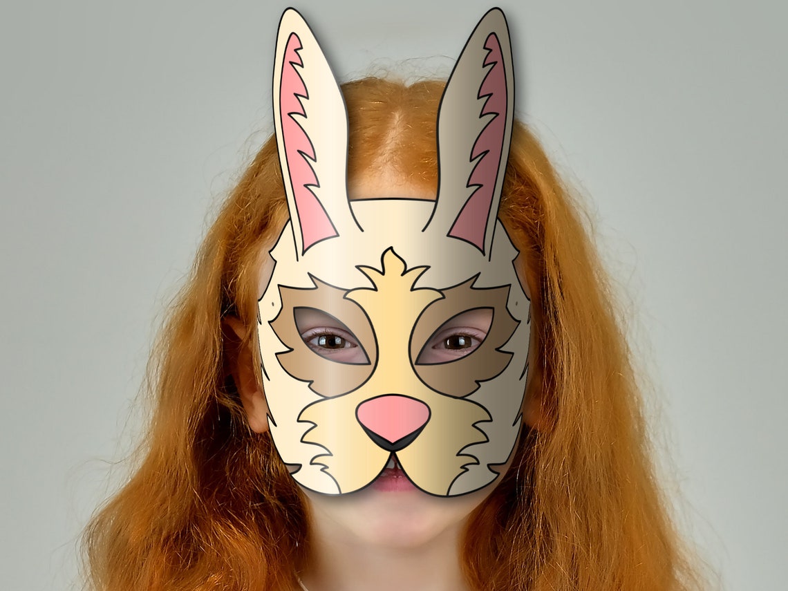 Bunny Mask Printable, Paper DIY for Kids and Adults. PDF Template ...