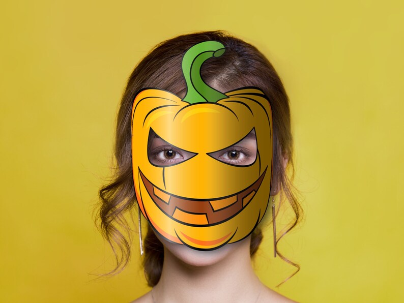 Pumpkin Mask Printable, Paper DIY for Kids and Adults. PDF Template ...