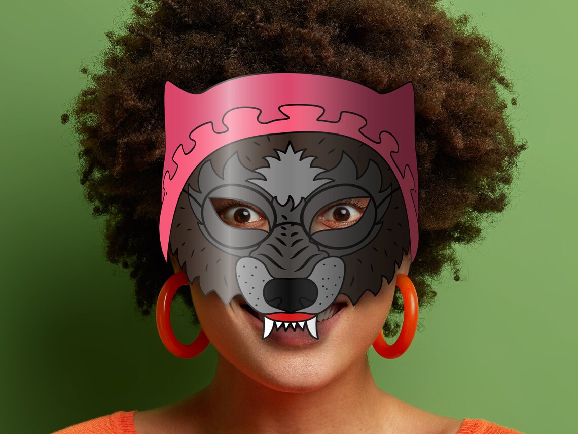 Big Bad Wolf Disguised as Grandma Mask Printable, Paper DIY for Kids ...