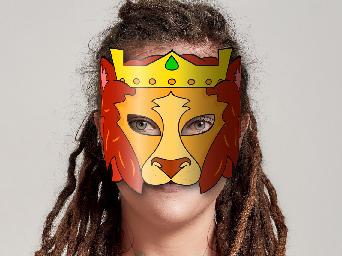 Lion King Mask Printable, Paper DIY for Kids and Adults. PDF Template ...