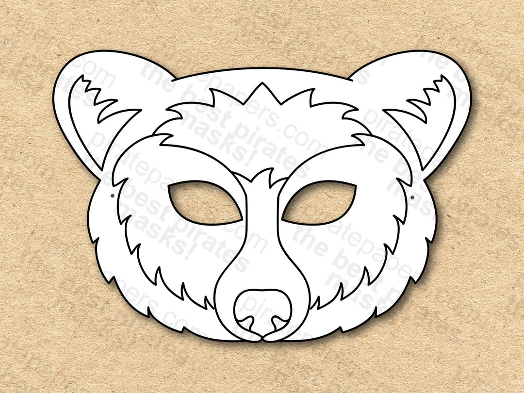 Bear Mask Printable Coloring Paper DIY for Kids and Adults. - Etsy