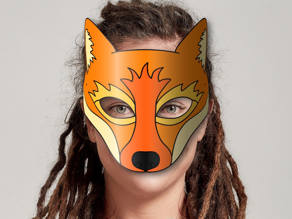 Fox Mask Printable, Paper DIY for Kids and Adults. PDF Template ...