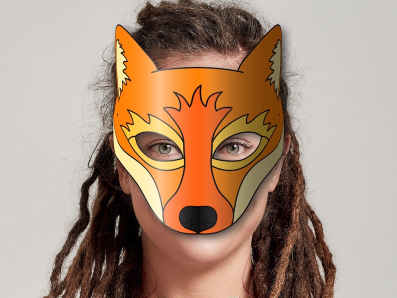 Fox Mask Printable, Paper DIY for Kids and Adults. PDF Template ...