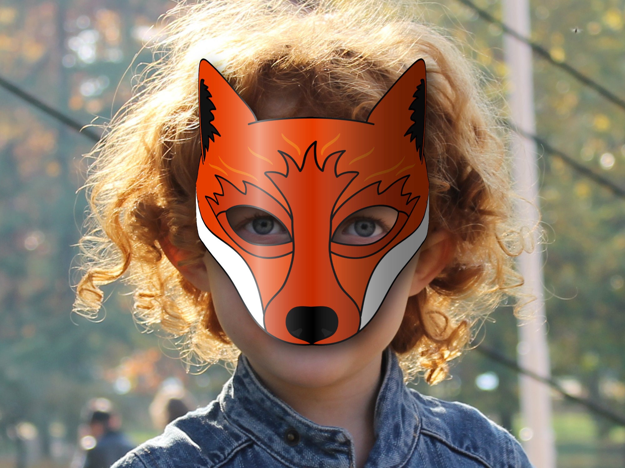 Red Fox Mask Printable, Paper DIY for Kids and Adults. PDF Template ...