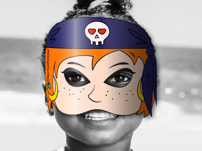 Pirate Girl Mask Printable Paper DIY for Kids and Adults. PDF - Etsy