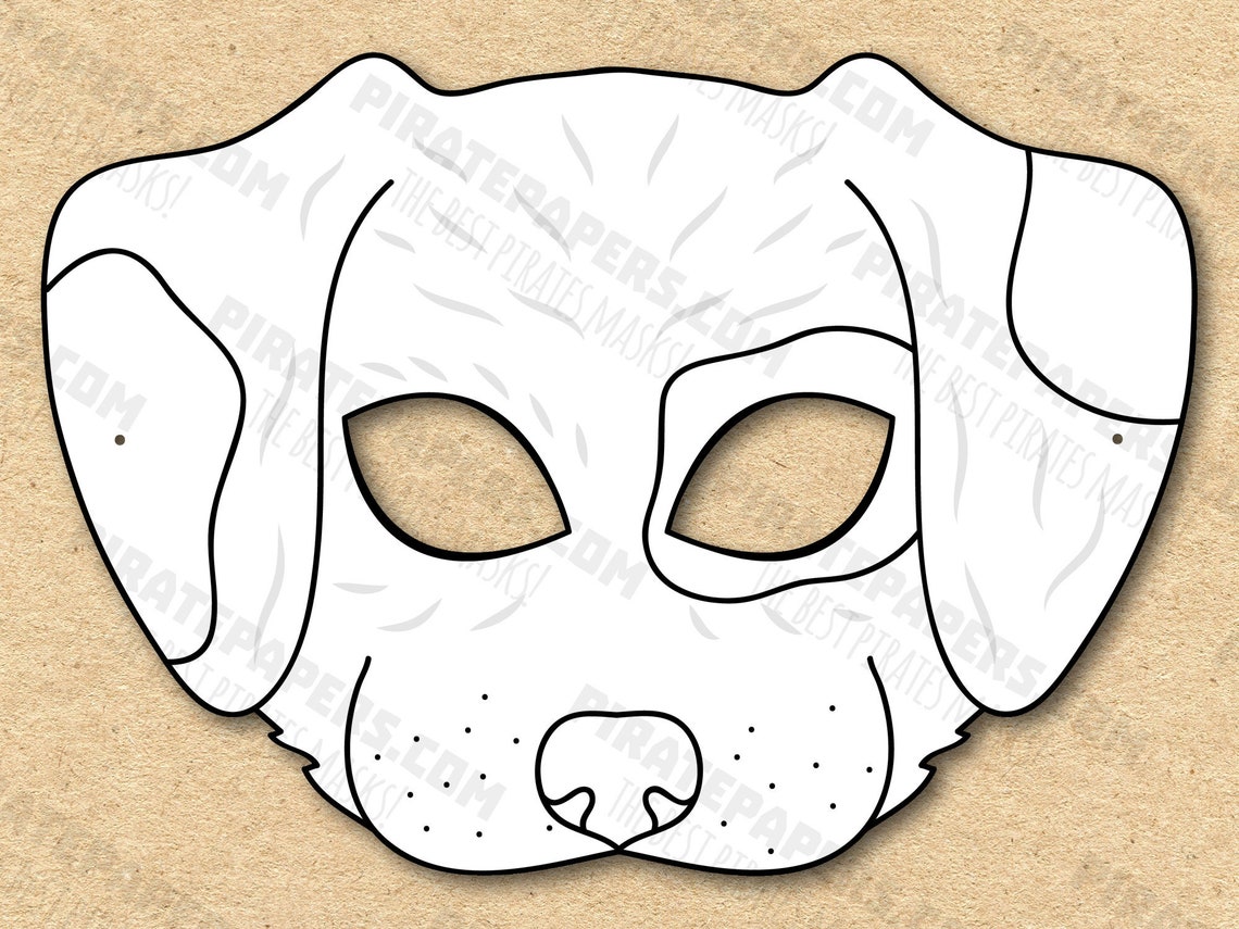 Dog Masks Printable Color Coloring, Paper DIY for Kids and Adults. PDF ...