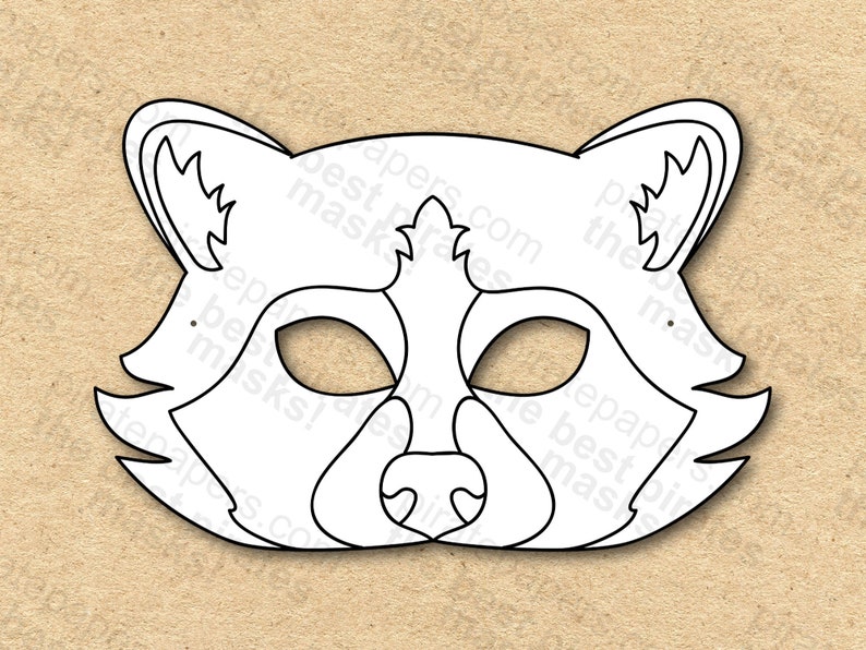 Raccoon Mask Printable Coloring Paper DIY for Kids and - Etsy