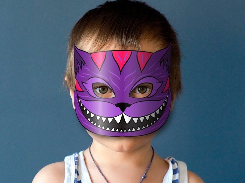 Cheshire Cat Mask Printable alice in Wonderland, Paper DIY for Kids and ...