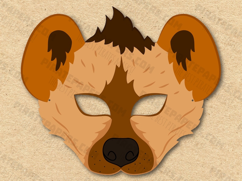 Hyena Mask Printable, Paper DIY for Kids and Adults. PDF Template ...