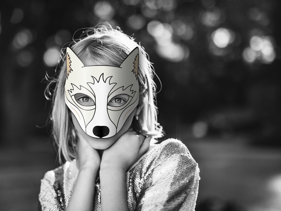 White Fox Mask Printable Paper DIY for Kids and Adults. PDF - Etsy
