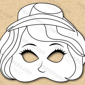 Fairy Tale Masks Printable Coloring, Cinderella, Prince, King, Queen ...