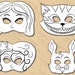 Alice in Wonderland Masks Printable Coloring, Alice, White Rabbit ...